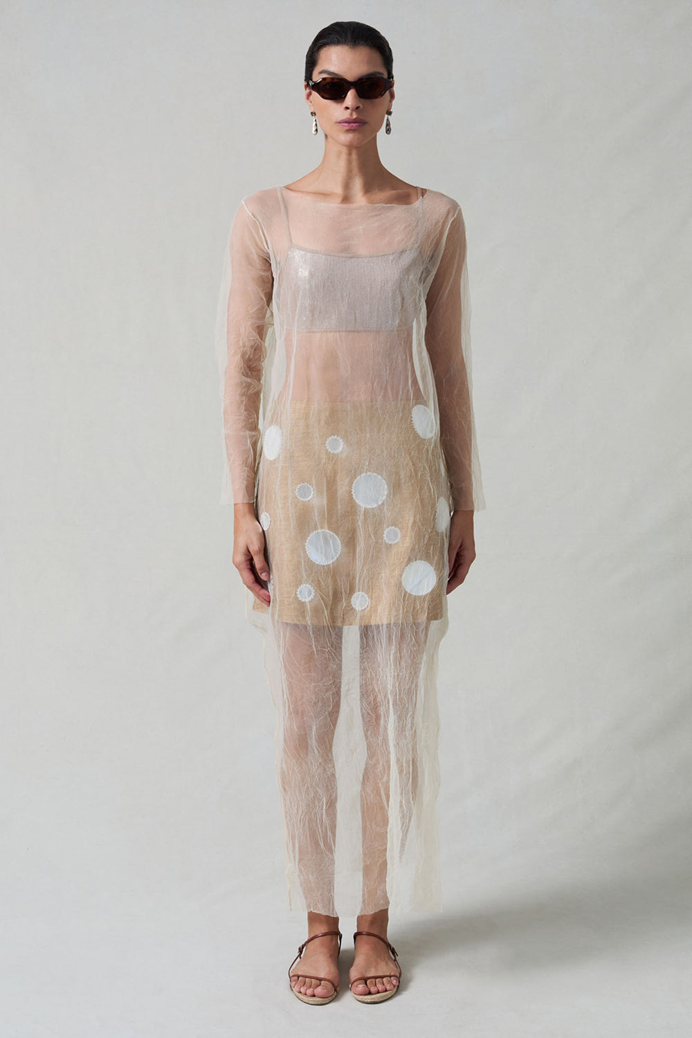 Ghost Crinkle Mesh Overlay Ivory – Chan Luu