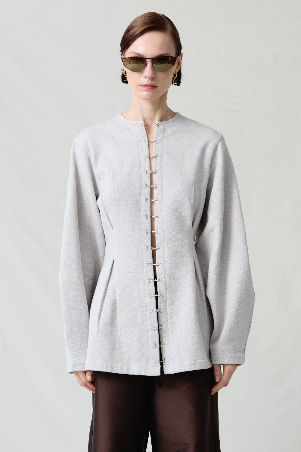 Pinch Waist Cardigan Heather Grey – Chan Luu