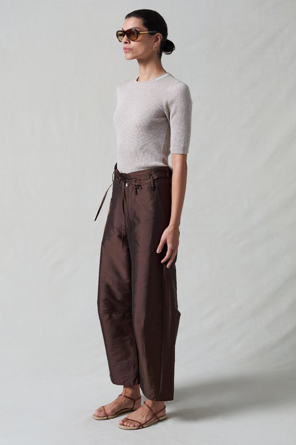 Techno Taffeta Barrel Pant Chocolate – Chan Luu